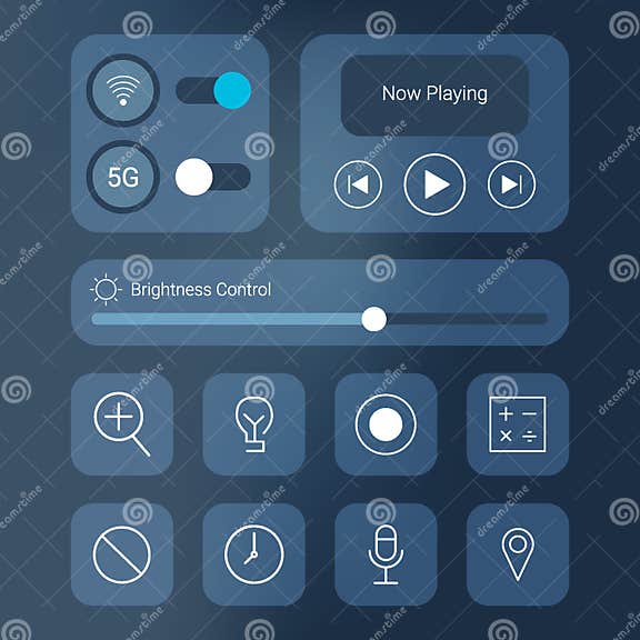 Control Center User Interface Set Template Stock Vector - Illustration ...
