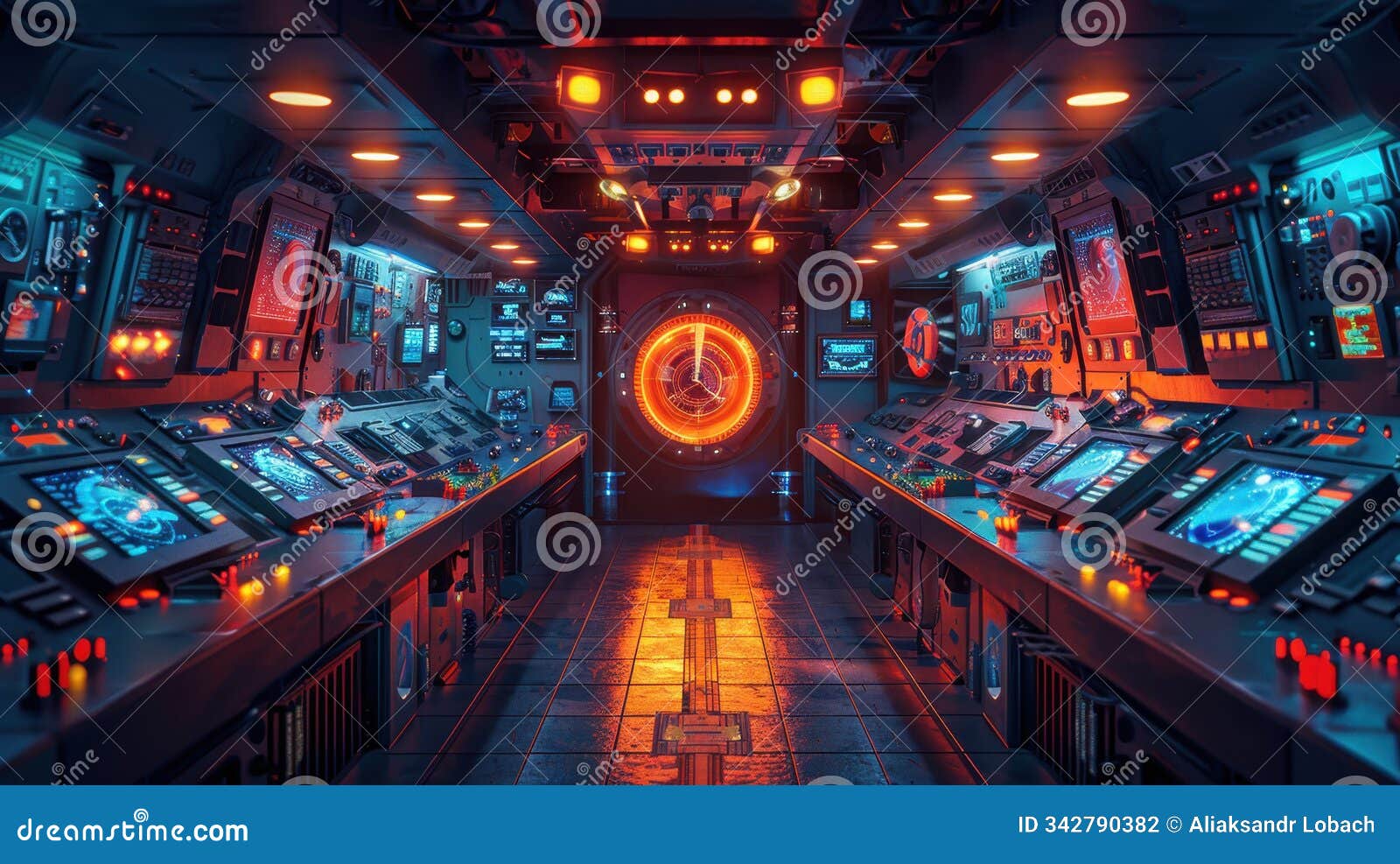 Control Center on a Warship. Situation in the Control Room Stock Photo ...