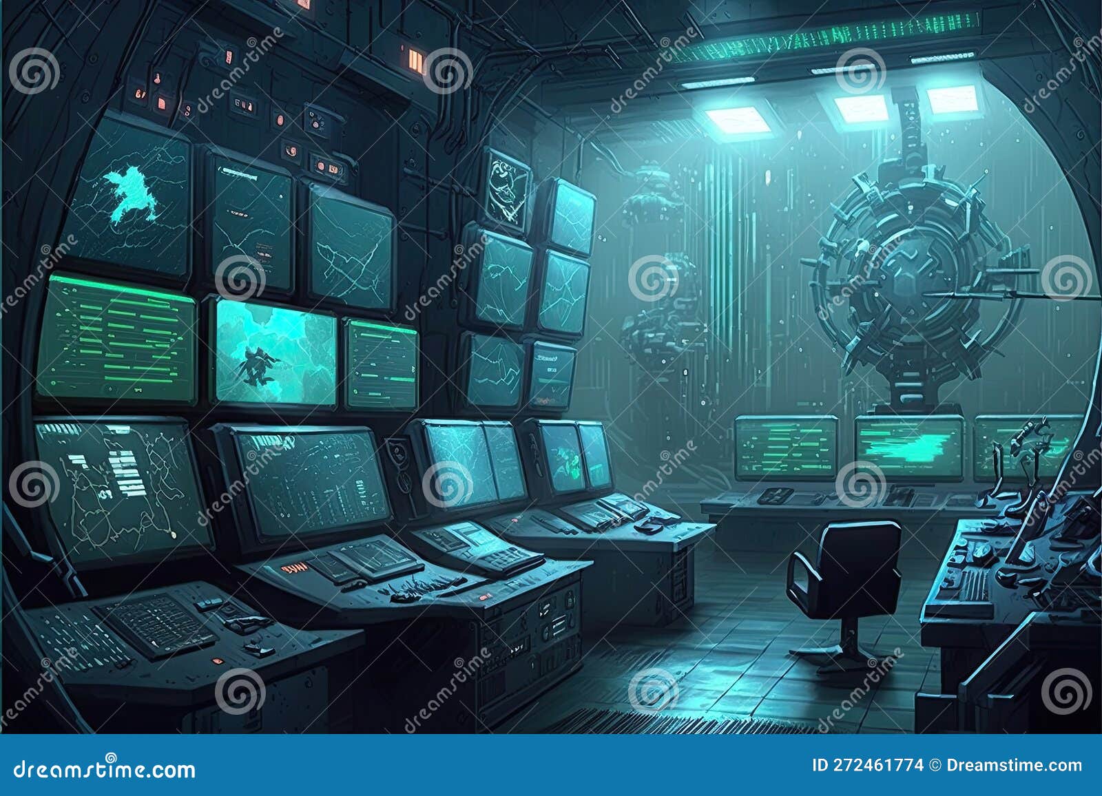 Control Command Center Room Concept. Stock Illustration - Illustration ...