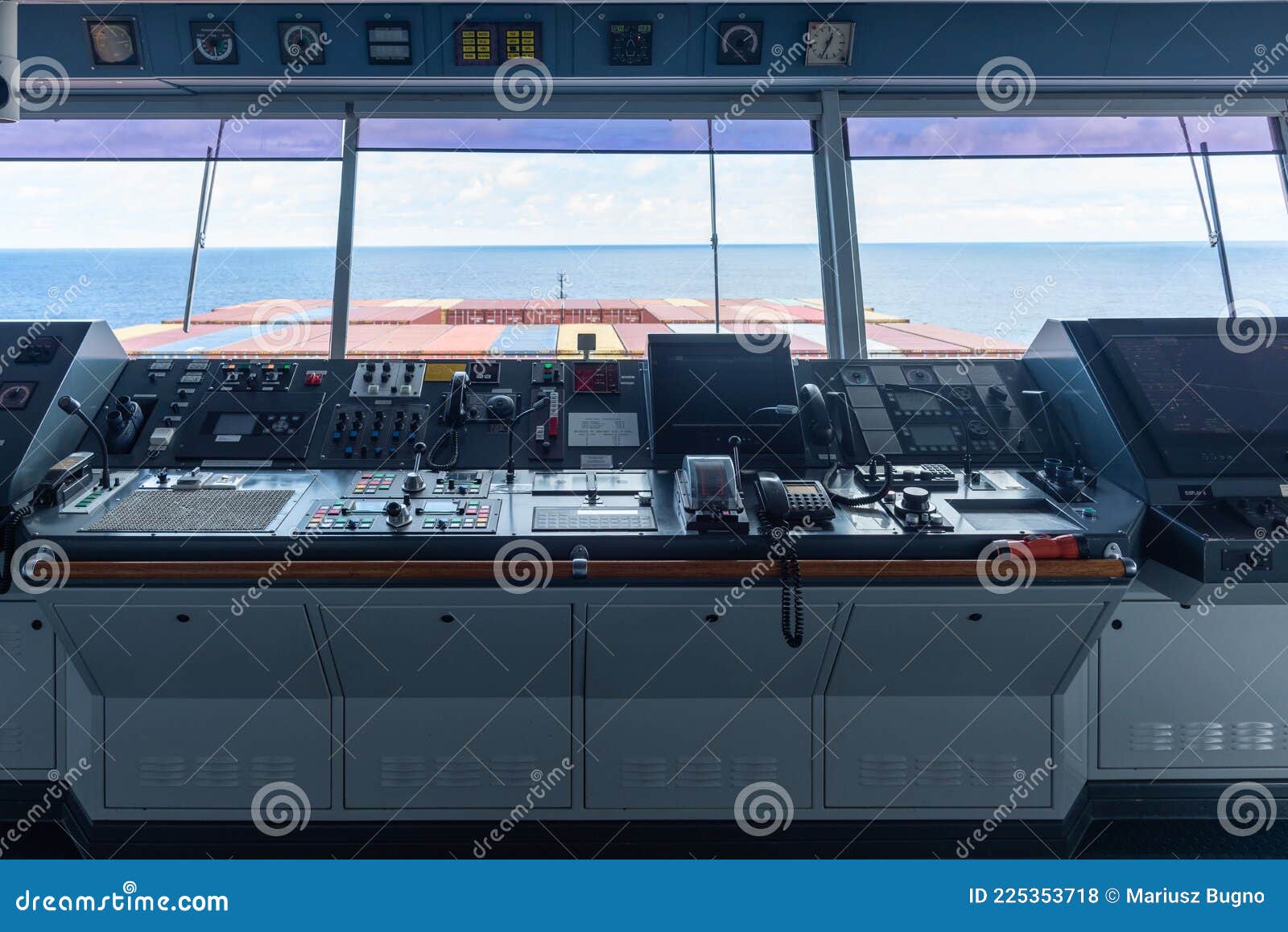 Control Console of the Cargo Container Ship. Stock Photo - Image of ...