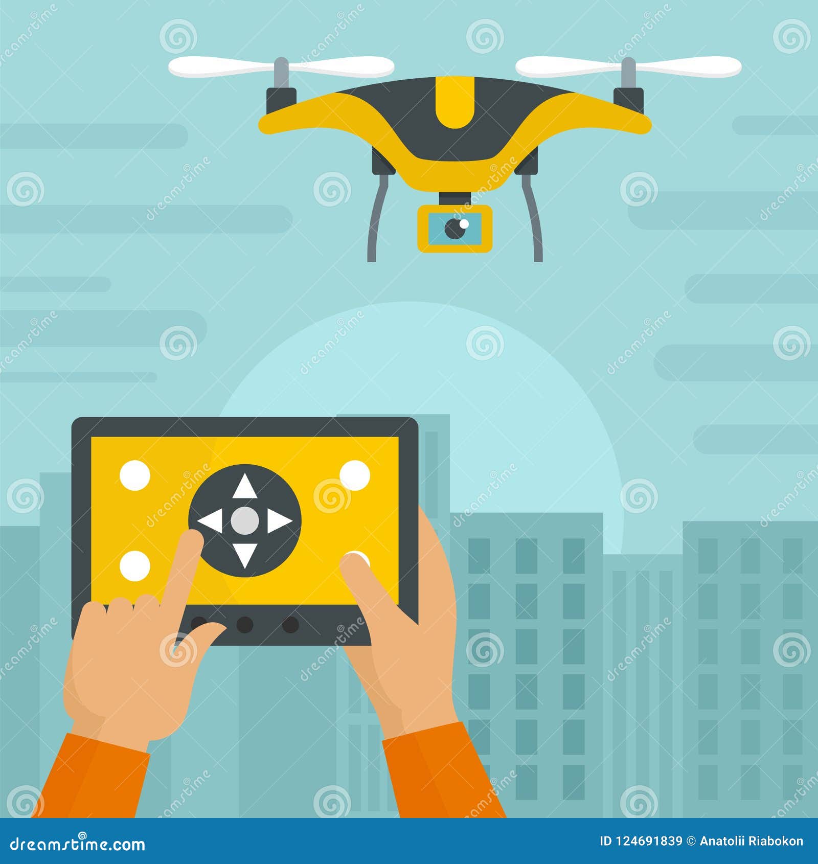 Control Drone on Pad Background, Flat Style Stock Illustration ...