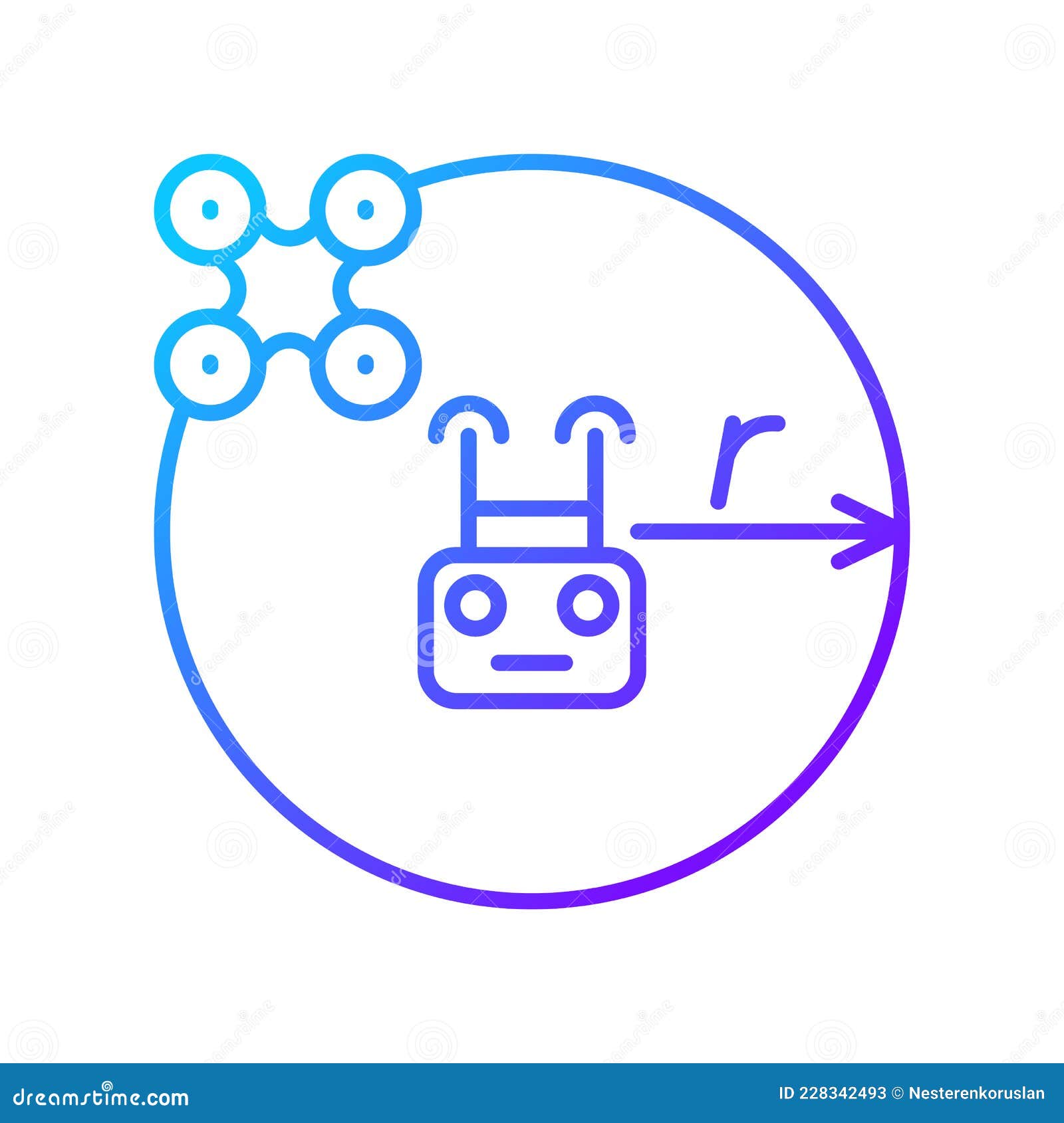 Control Flight Radius Gradient Linear Vector Manual Label Icon Stock ...