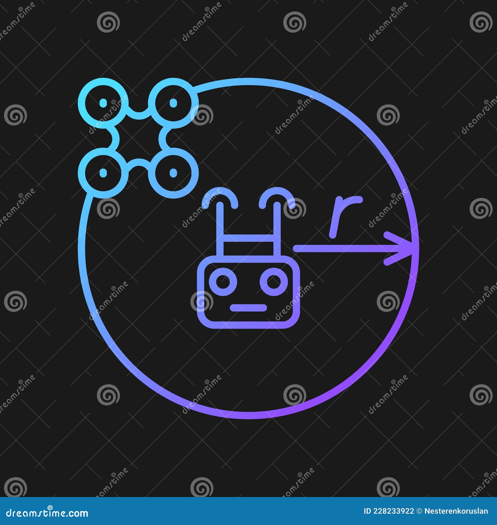 Control Flight Radius Gradient Vector Manual Label Icon for Dark Theme ...