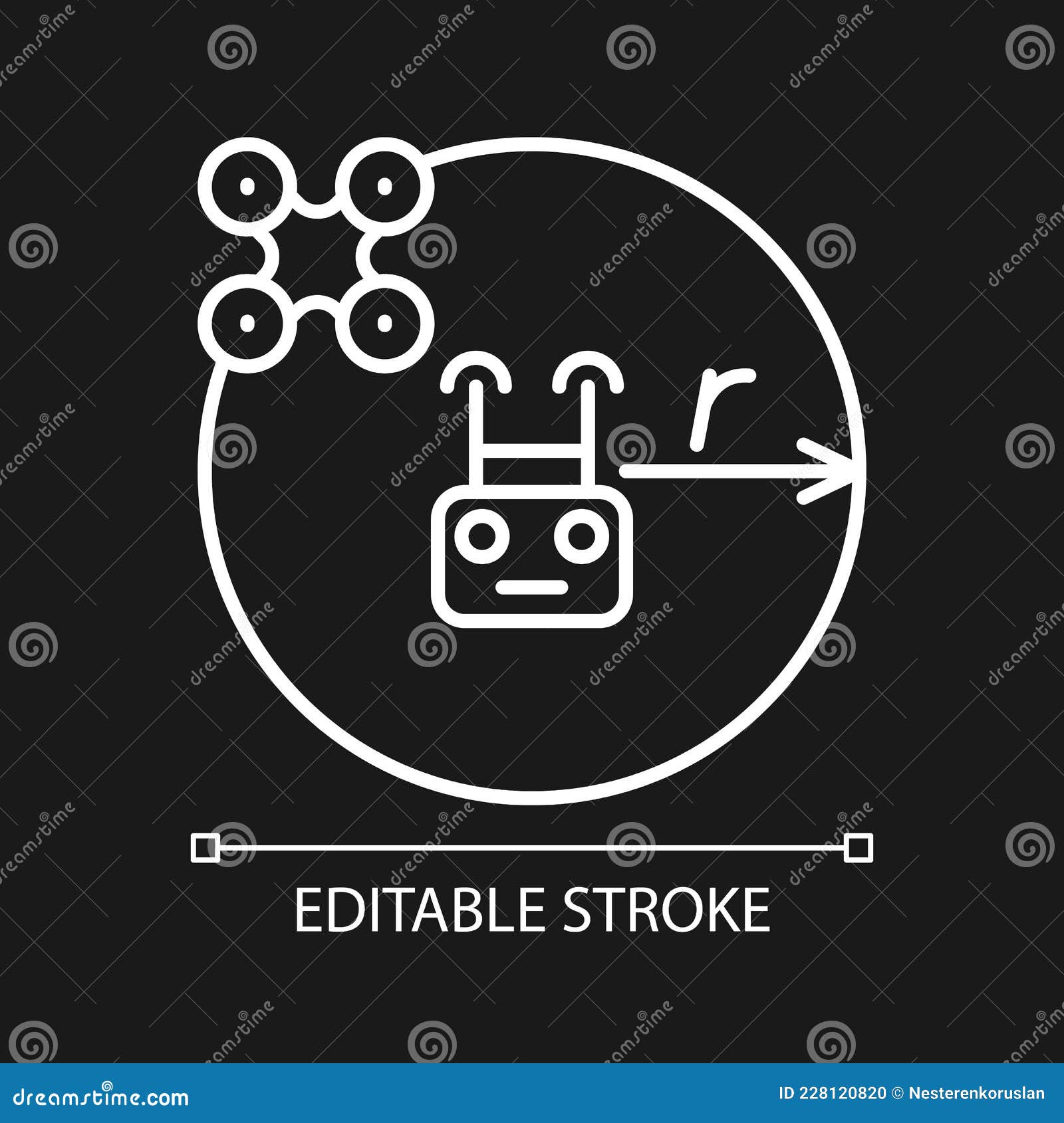 Control Flight Radius White Linear Manual Label Icon for Dark Theme ...