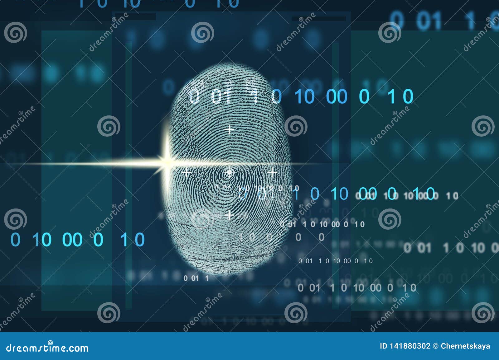 Control Glass of Biometric Fingerprint Scanner on Dark Background ...