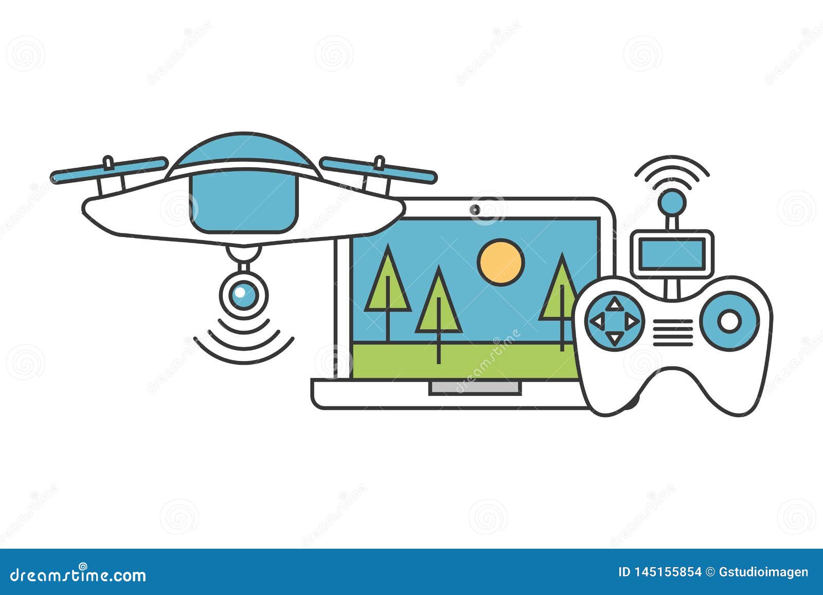 Control Laptop Computer Drone Technology Stock Vector - Illustration of ...