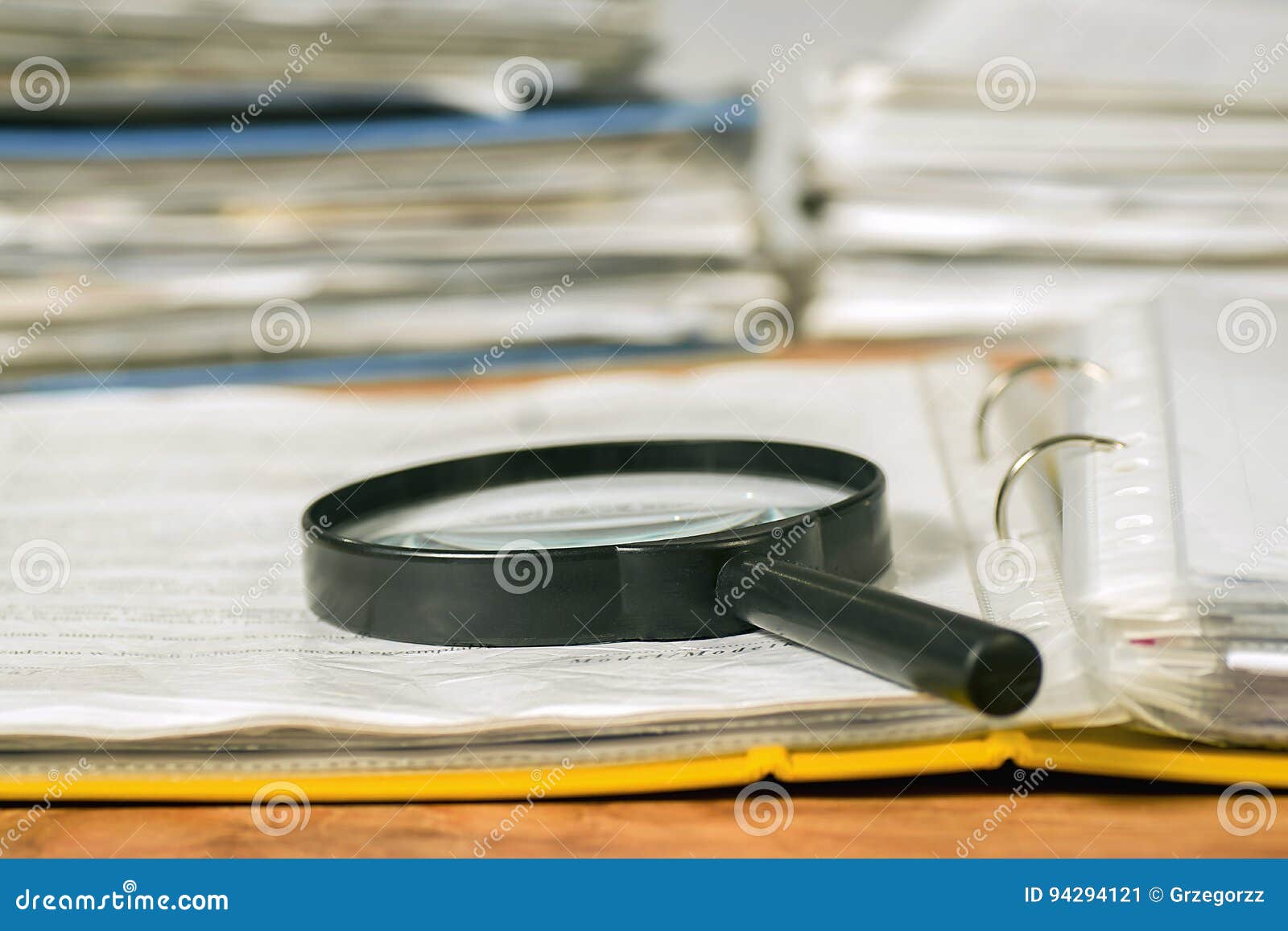 Control Magnifying Glass Invoices Stock Image - Image of accountant ...