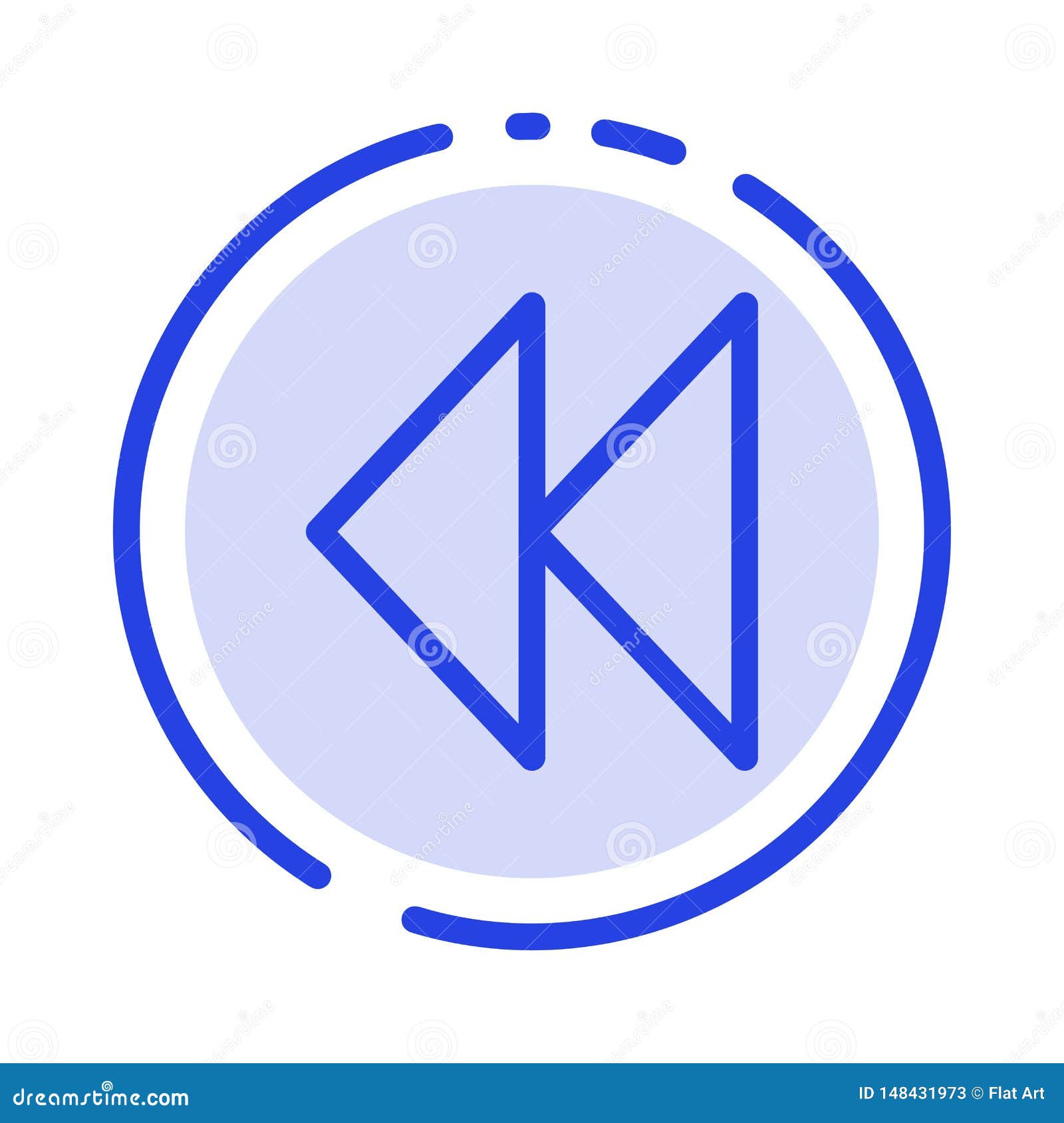 Control, Media, Rewind, Video Blue Dotted Line Line Icon Stock Vector ...