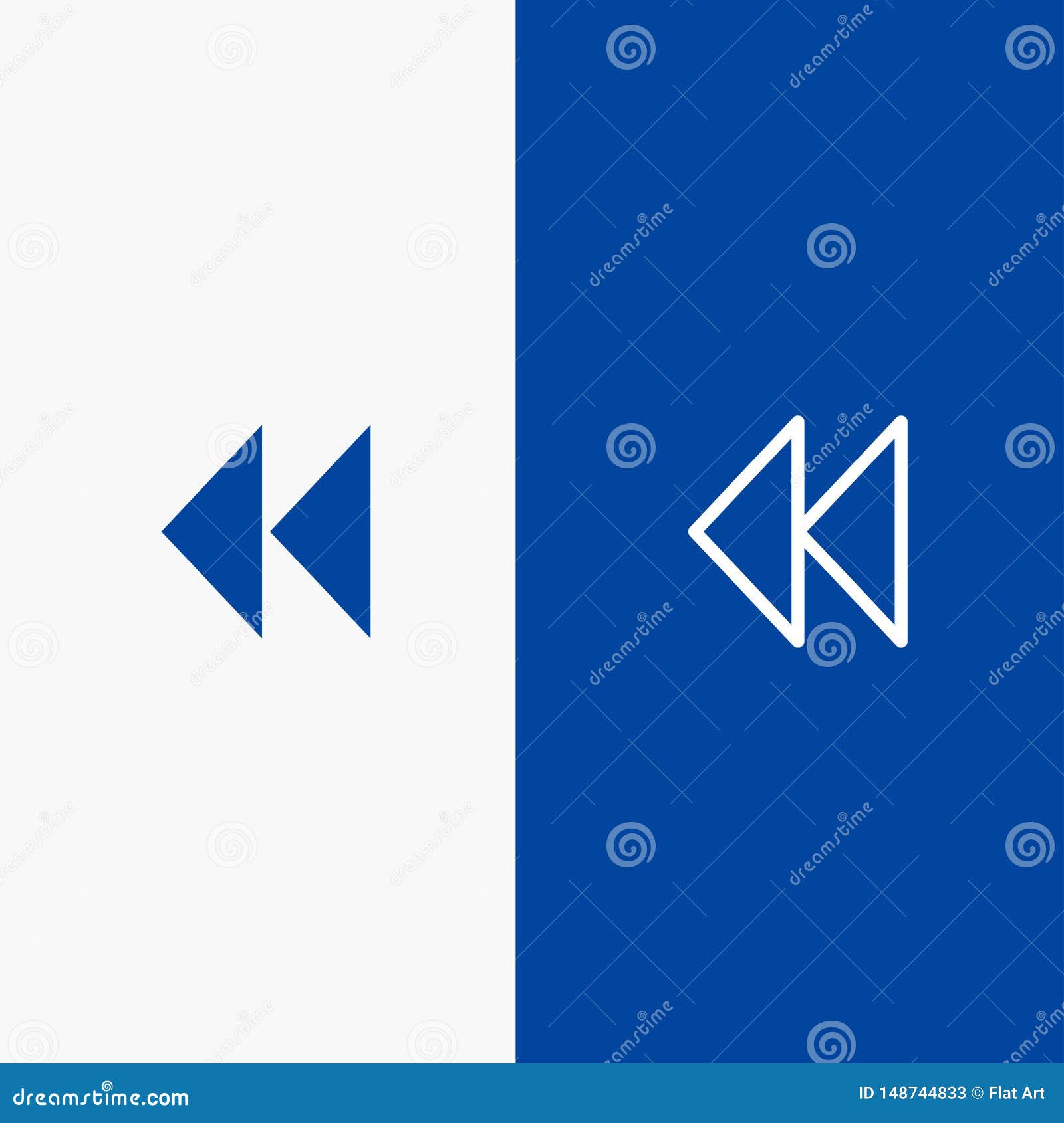 Control, Media, Rewind, Video Line and Glyph Solid Icon Blue Banner ...