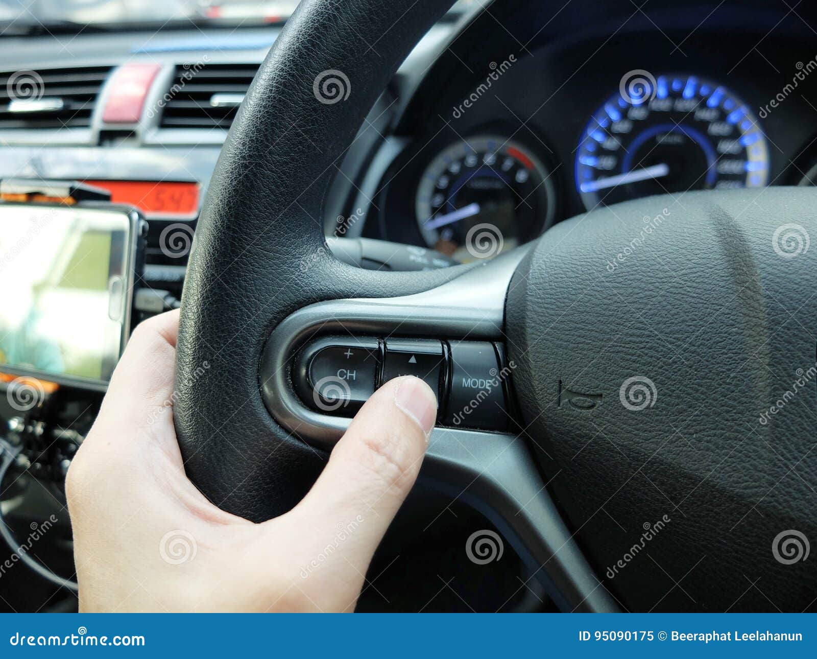 Control multimedia in car stock image. Image of road - 95090175