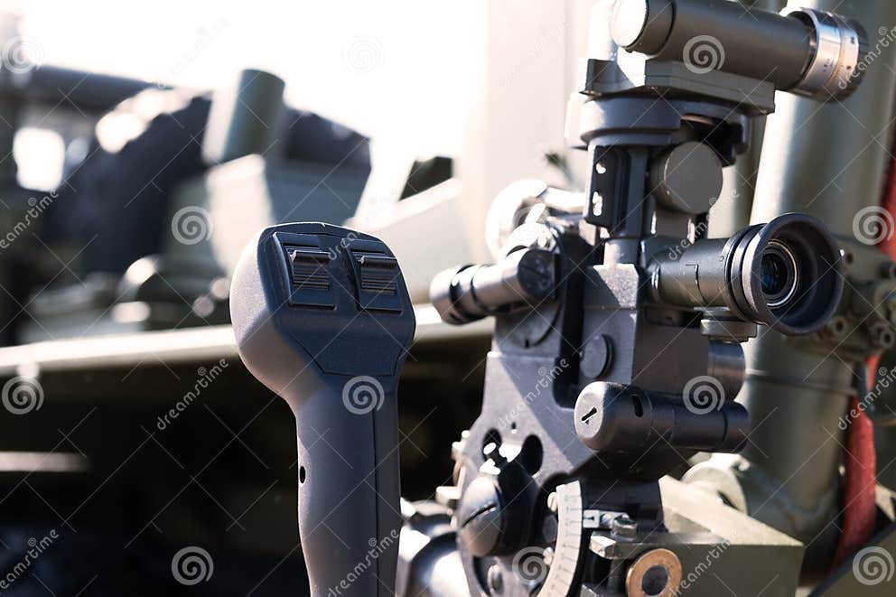 Control and Optical Sight of a Multiple Launch Rocket System, Close-up ...
