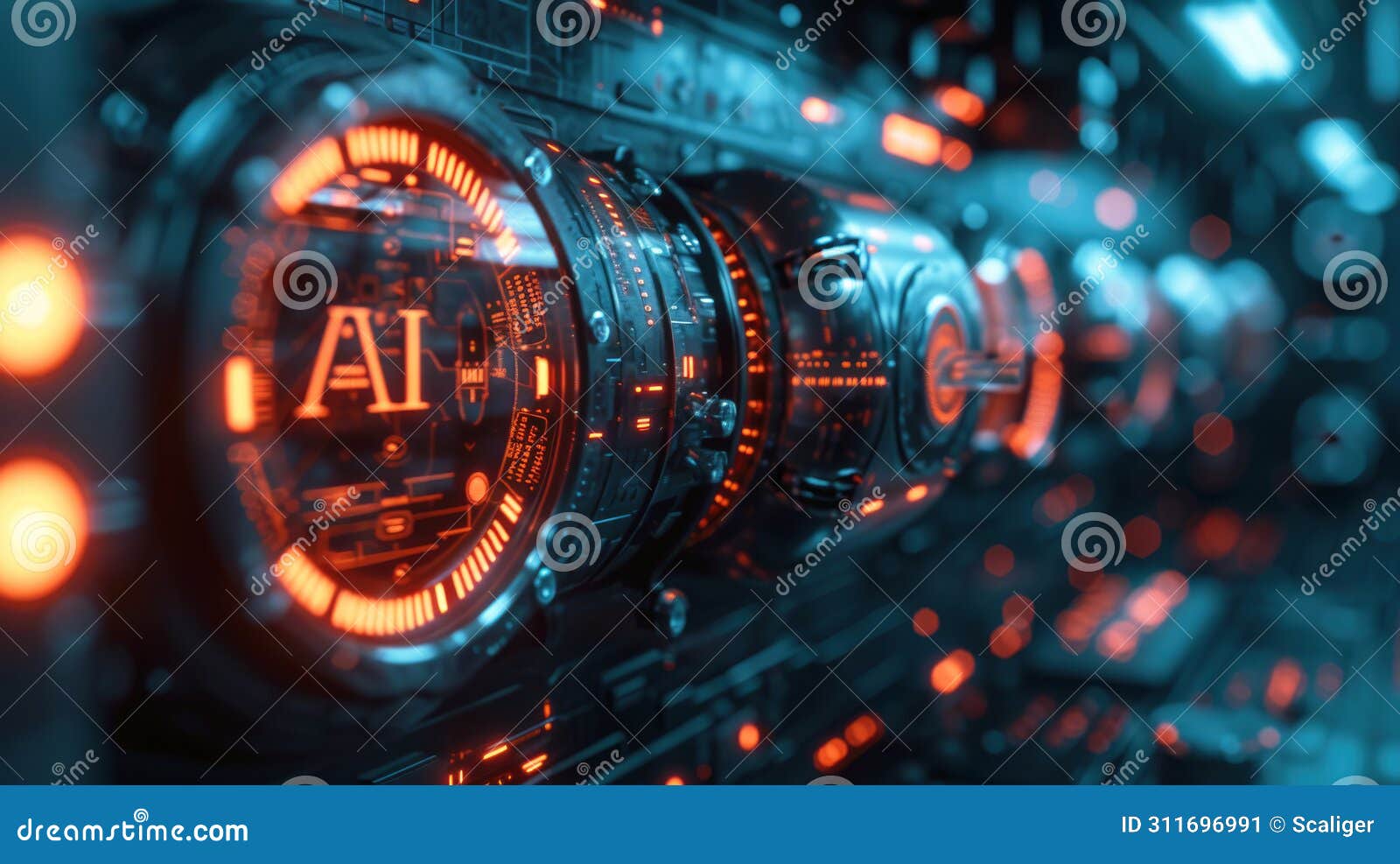 Control Panel of AI Machine in Spaceship, Computer Interface or Brain ...