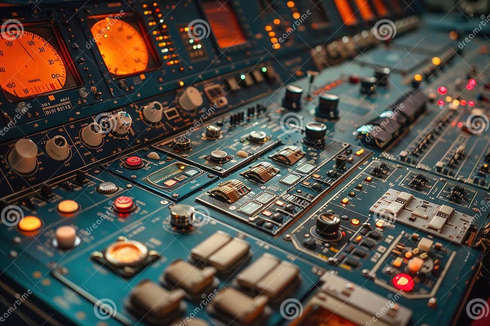 Control Panel of an Aircraft Cockpit with Many Buttons, Knobs, and ...