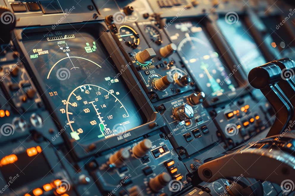 Airplane Cockpit Control Panel Showing Flight and Navigation ...