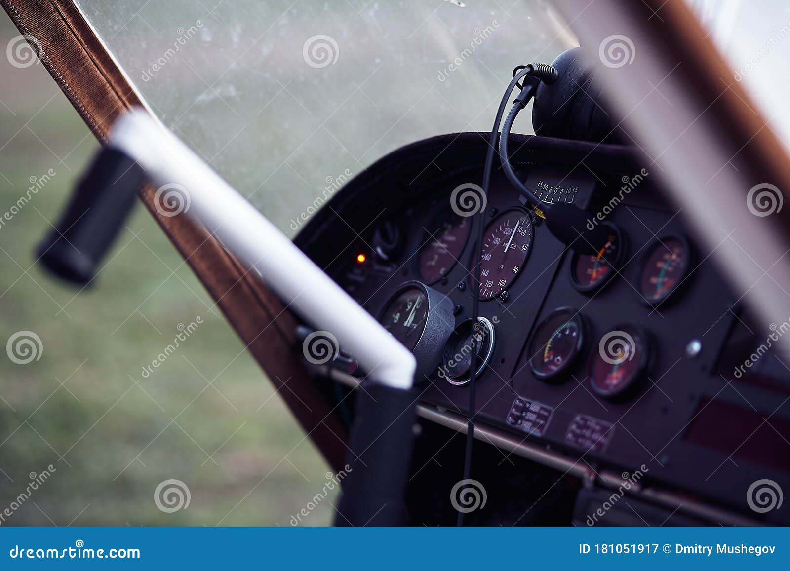 Control Panel in an Airplane, Gyroplane. Closeup Stock Image - Image of ...