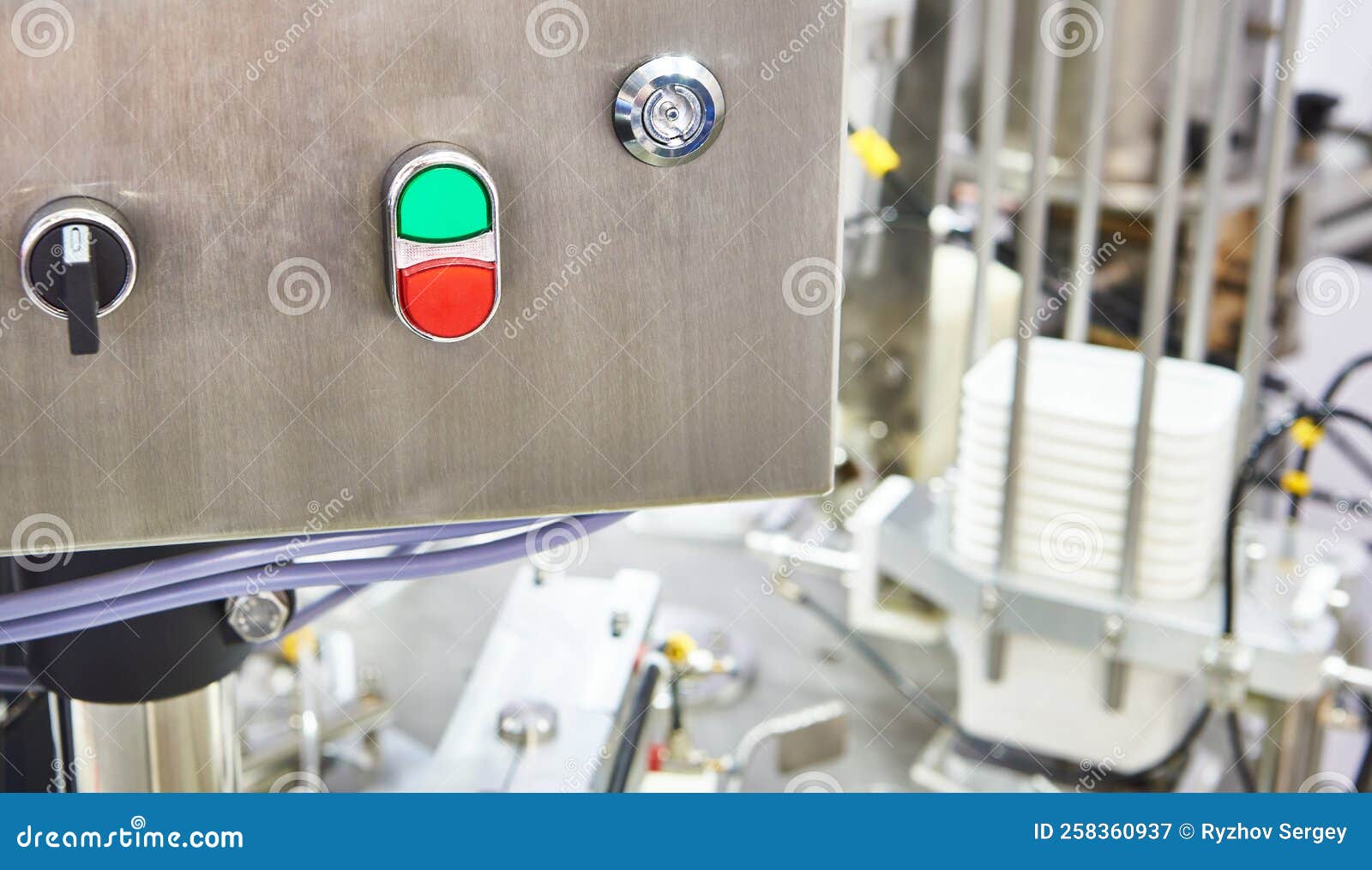 Control Panel Machine for Packing Cheese in Plastic Containers Stock ...