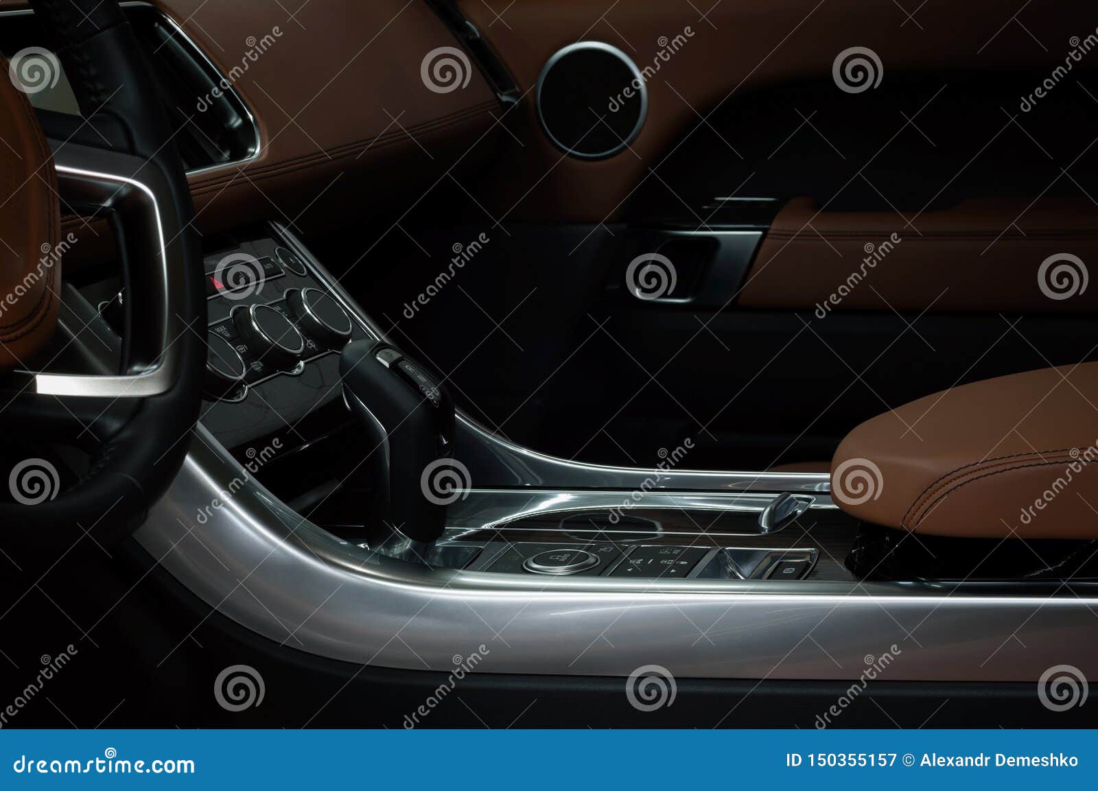 Control Panel with Automatic Transmission in Car. Interior Detail ...