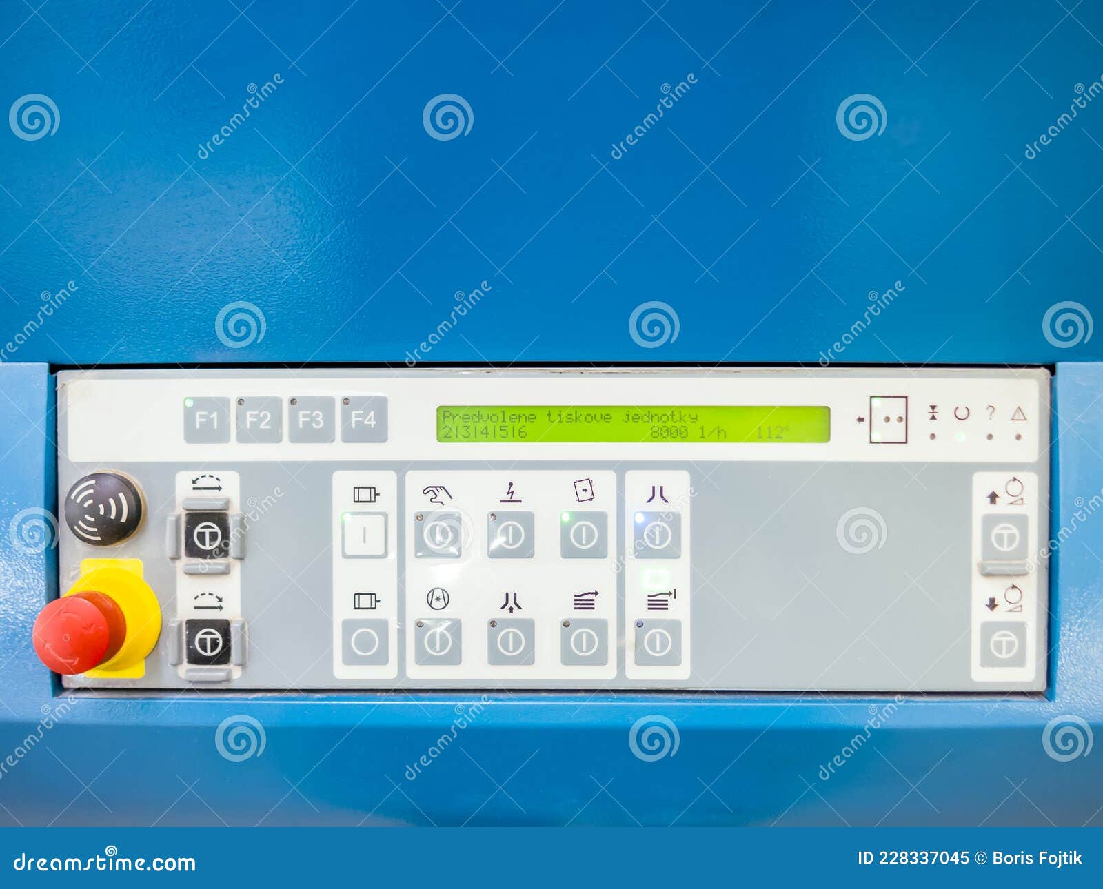 Control Panel with Big Red Emergency Button Stock Image - Image of ...