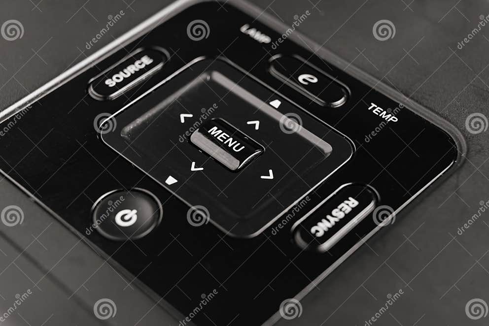 Control Panel of Black Universal Video Projector. Stock Image - Image ...
