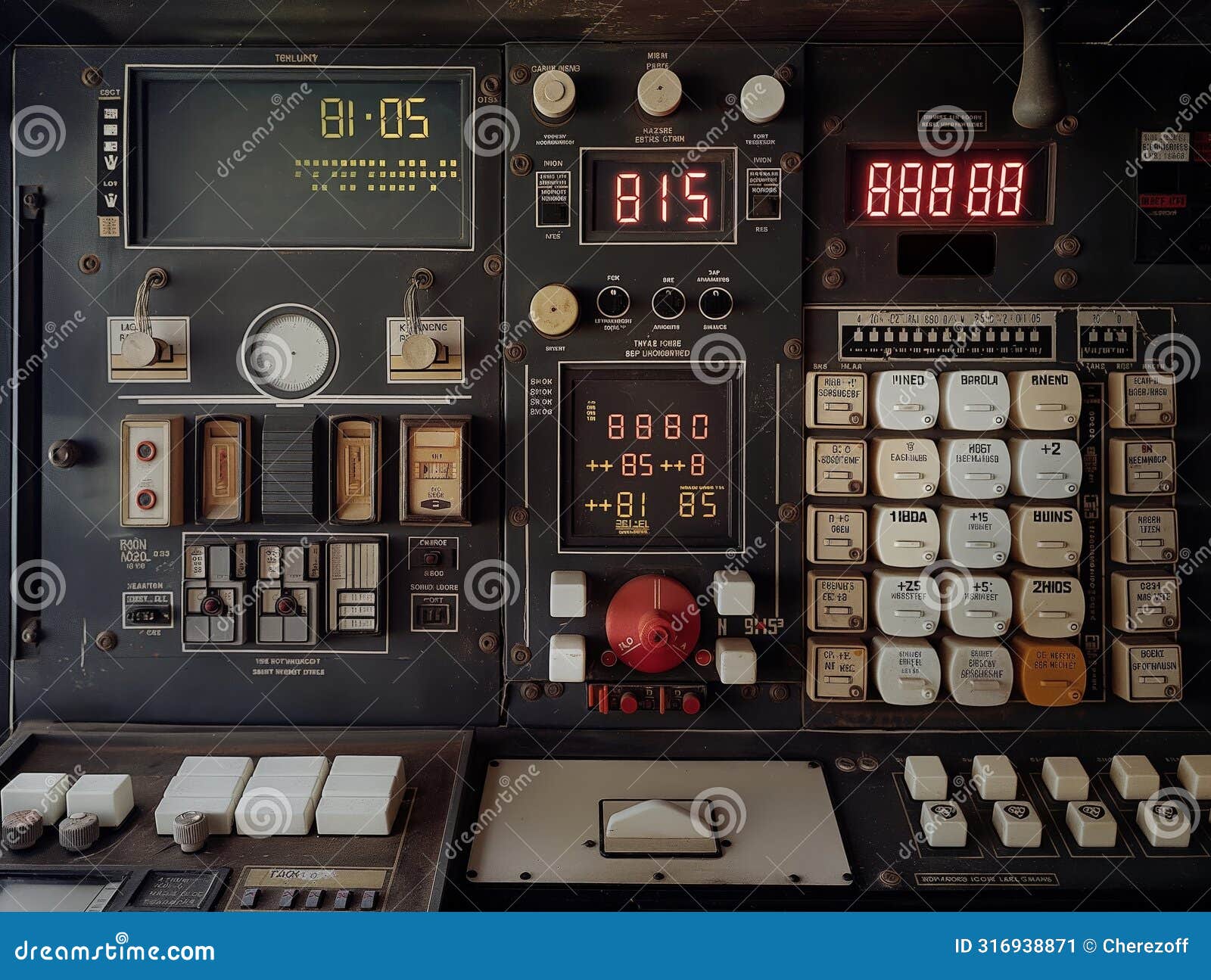 Control Panel with Buttons and Digital Displays Stock Image - Image of ...