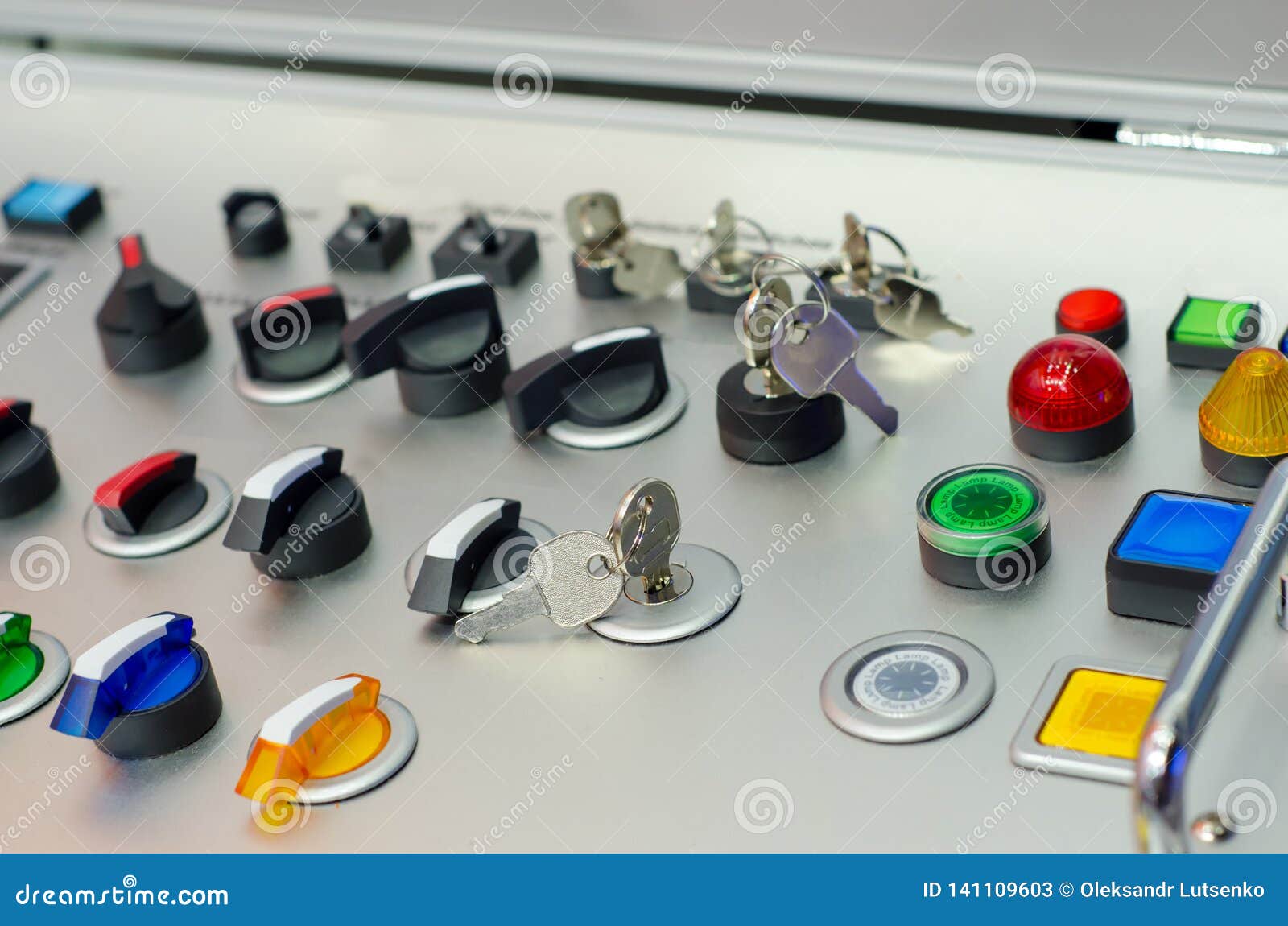Control Panel with Buttons, Key and Switch Stock Image - Image of ...