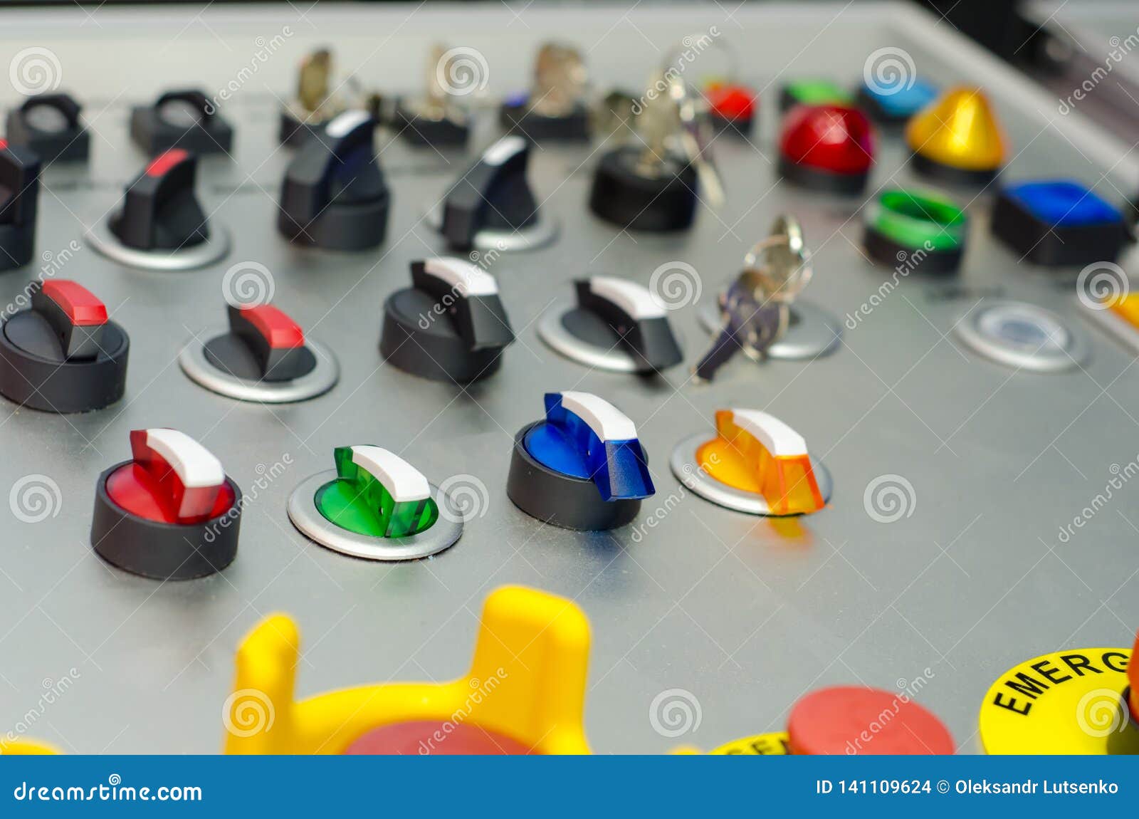 Control Panel with Buttons, Key and Switch Stock Photo - Image of ...