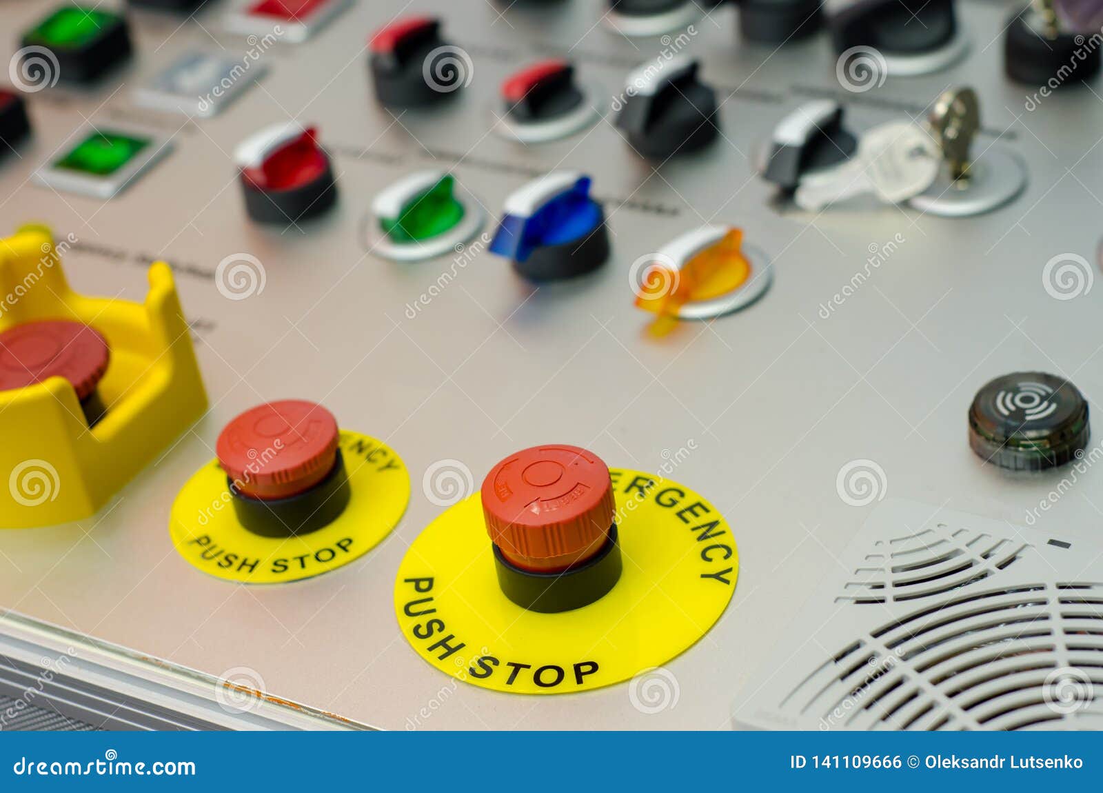 Control Panel with Buttons, Key and Switch Stock Photo - Image of ...