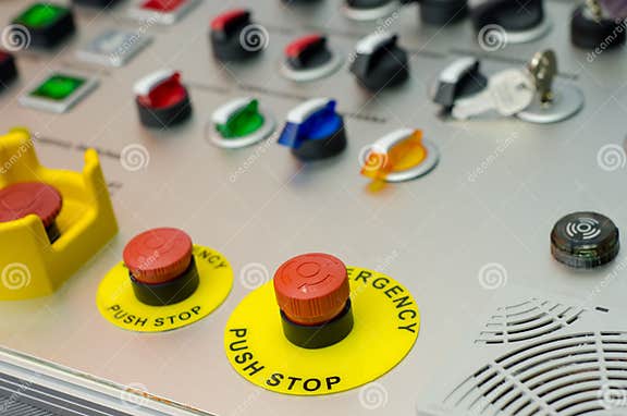 Control Panel with Buttons, Key and Switch Stock Photo - Image of ...
