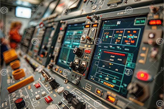 Control Panel with Buttons, Knobs, and Digital Displays for System ...