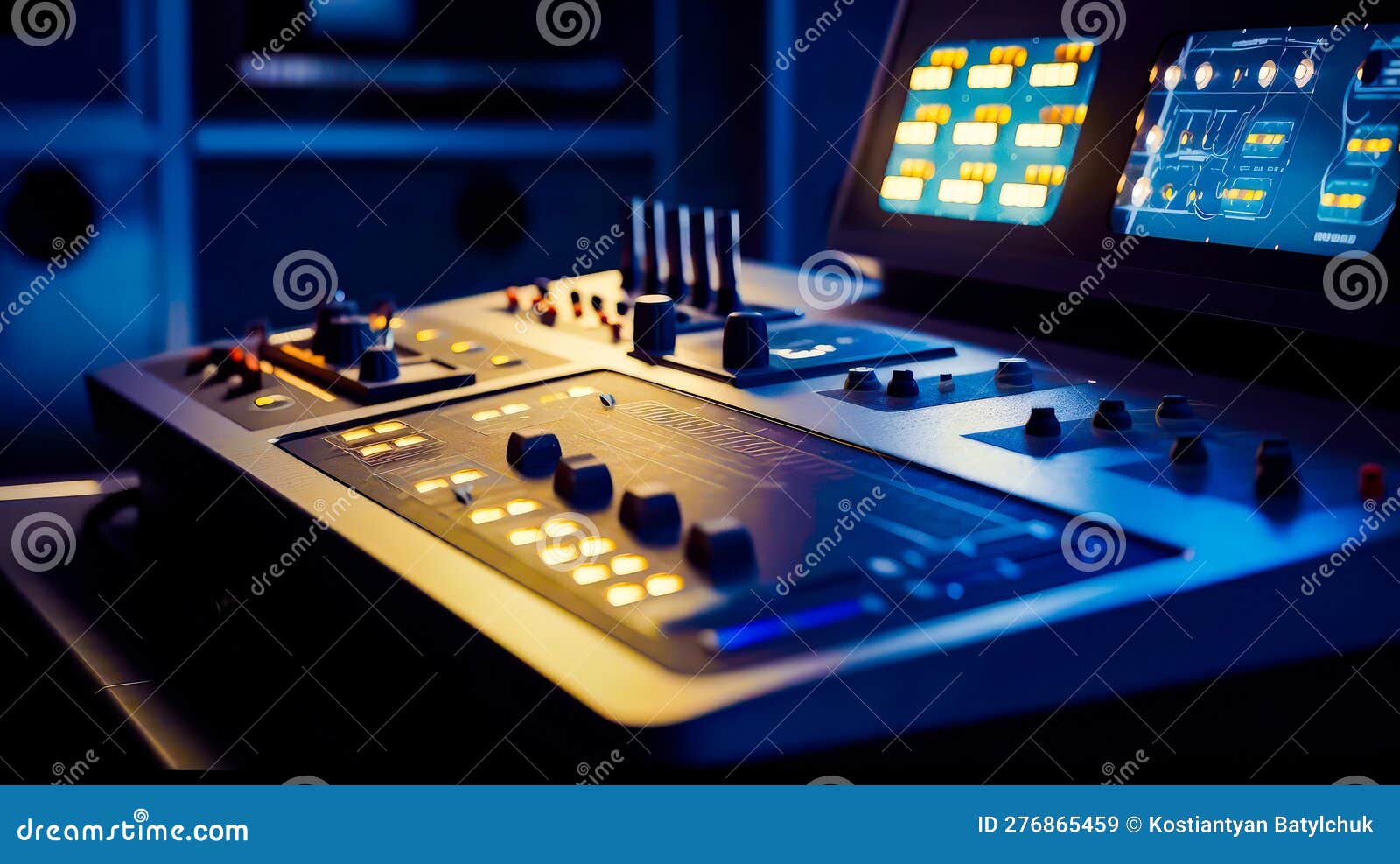 Control Panel with Buttons and Knobs in Recording Studio or Studio ...