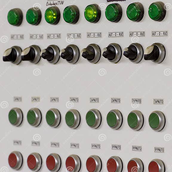 Control Panel with Buttons and Levers Stock Photo - Image of engineer ...