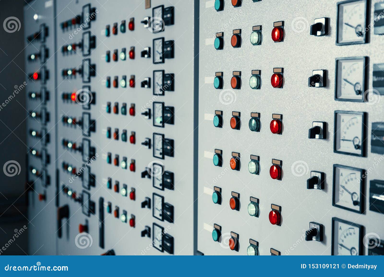 Control Panel with Buttons on Manufacturing Machinery, Close Up Stock ...