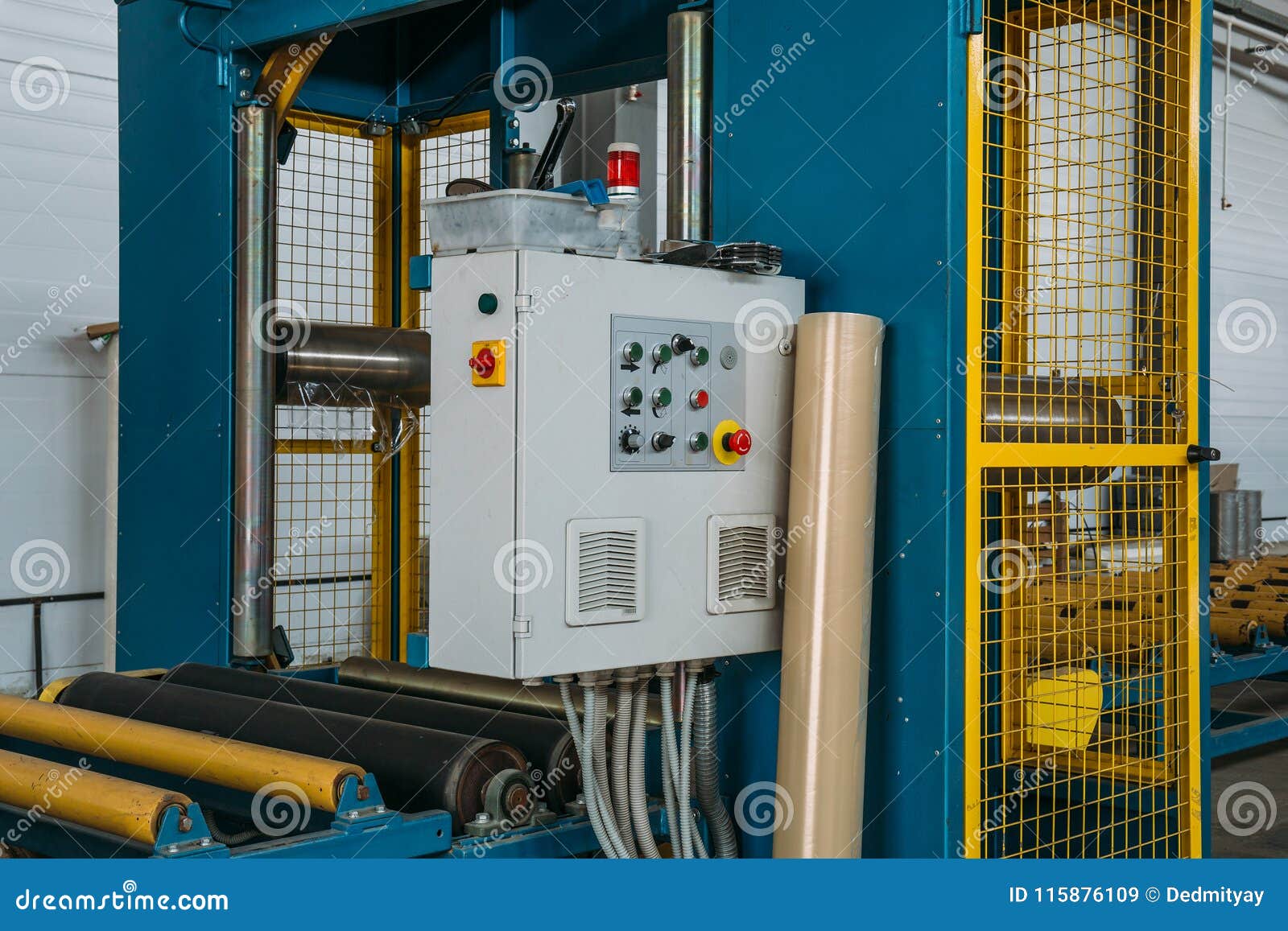 Control Panel with Buttons of Roller Conveyor in Metal Profile Panel ...