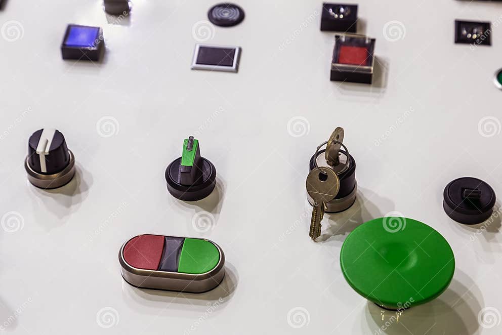Control Panel with Buttons and Control Sensors Stock Photo - Image of ...
