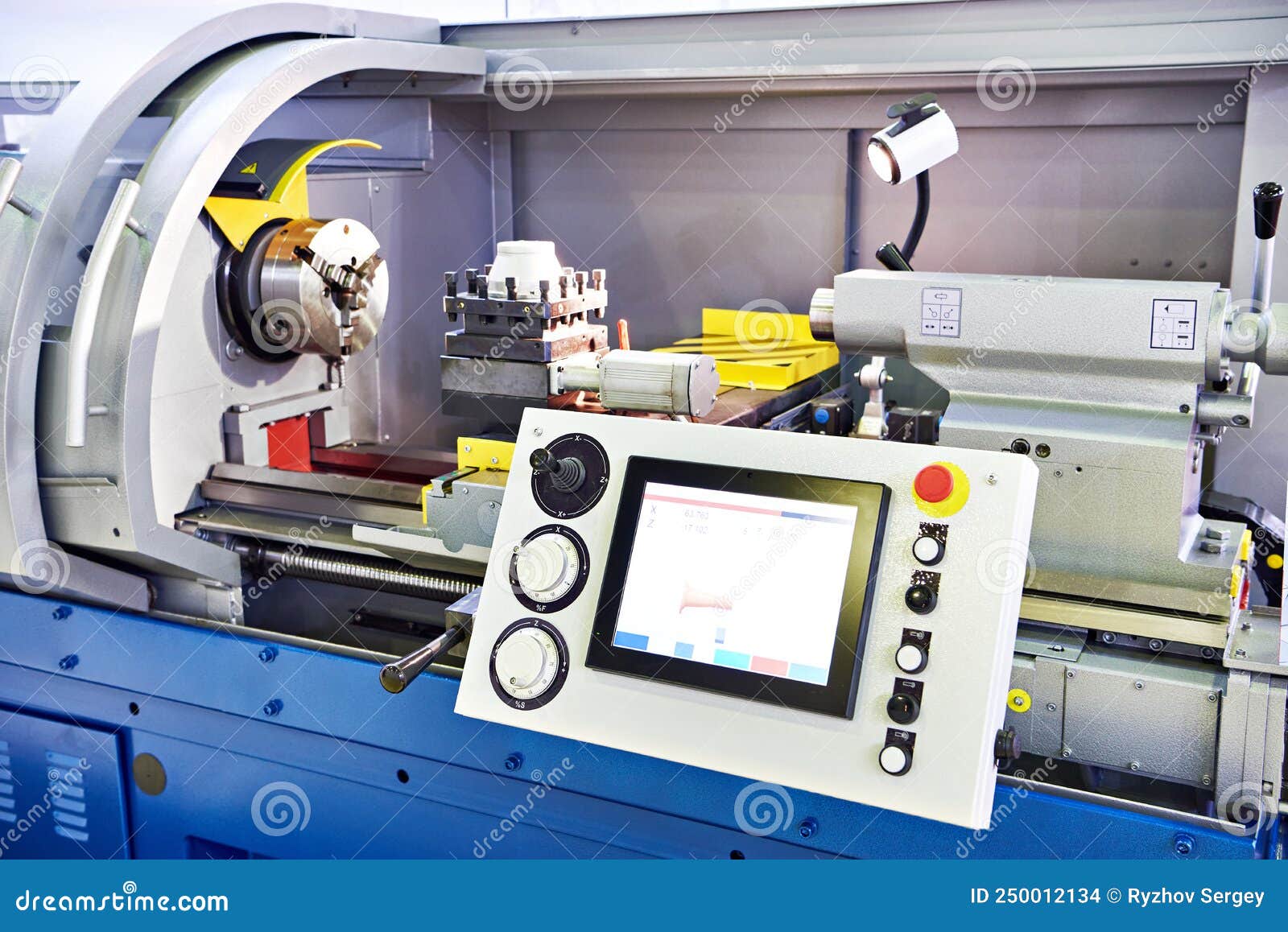 CNC lathes machine stock photo. Image of factory, heavy - 250012134