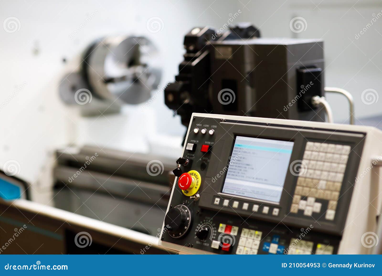 Control Panel of CNC Turret Lathe Machine Stock Image - Image of ...