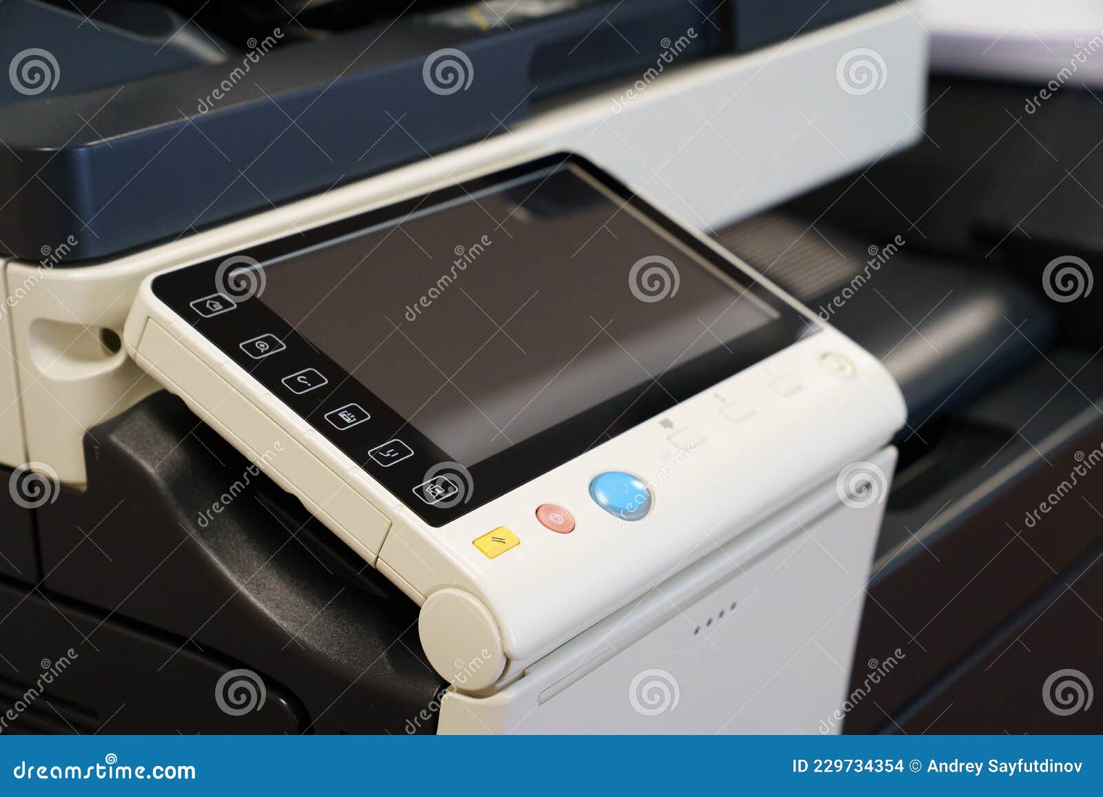Control Panel of Color Laser Printer with Display. Equipment for Office ...