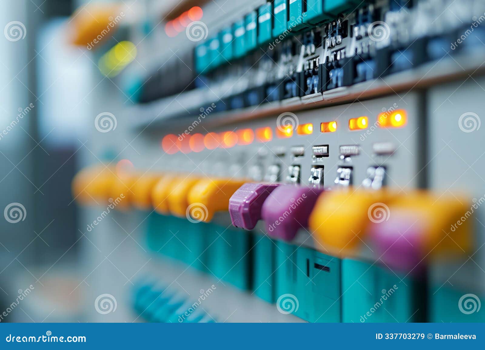 Control Panel with Colored Switches and Indicator Lights. Engineering ...