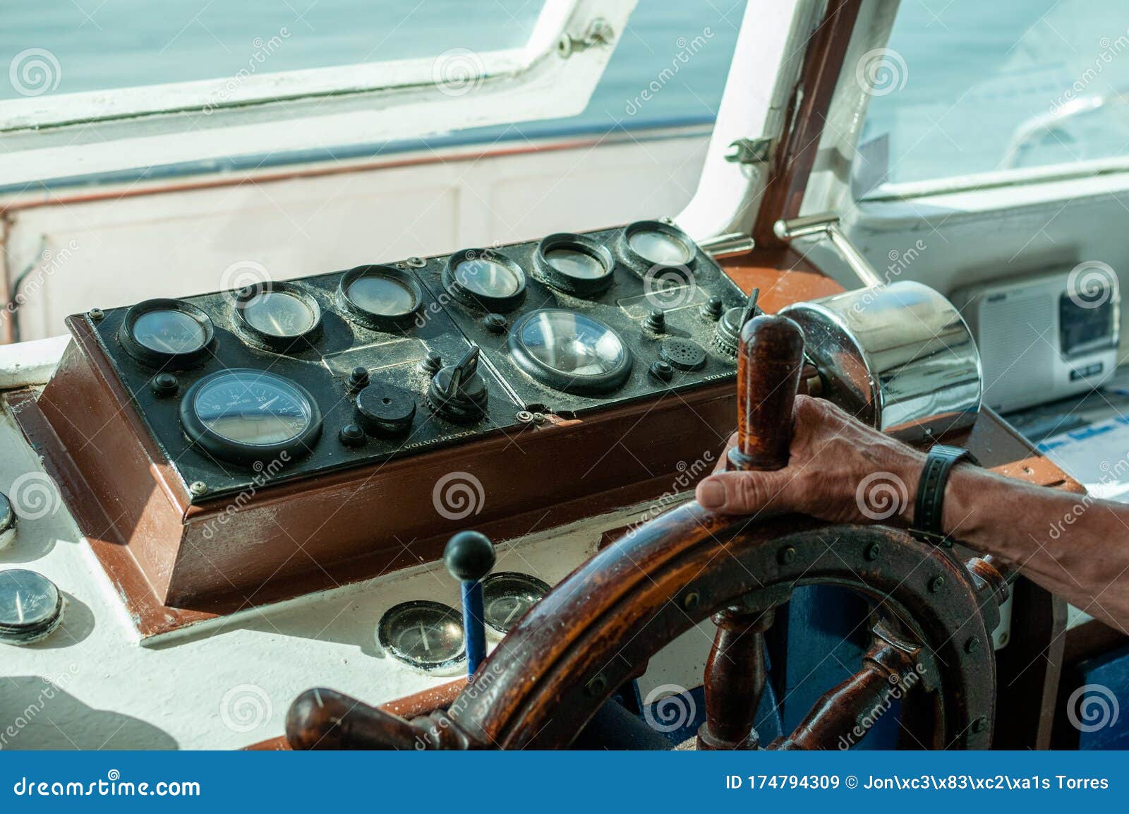 Small Boat Control Panel and Rudder Stock Image - Image of road ...