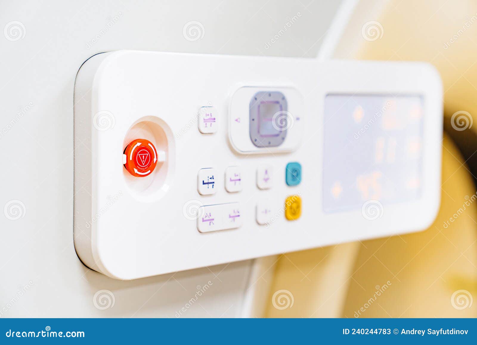 Control Panel of Computer Tomograph. Medical Equipment for Medical ...