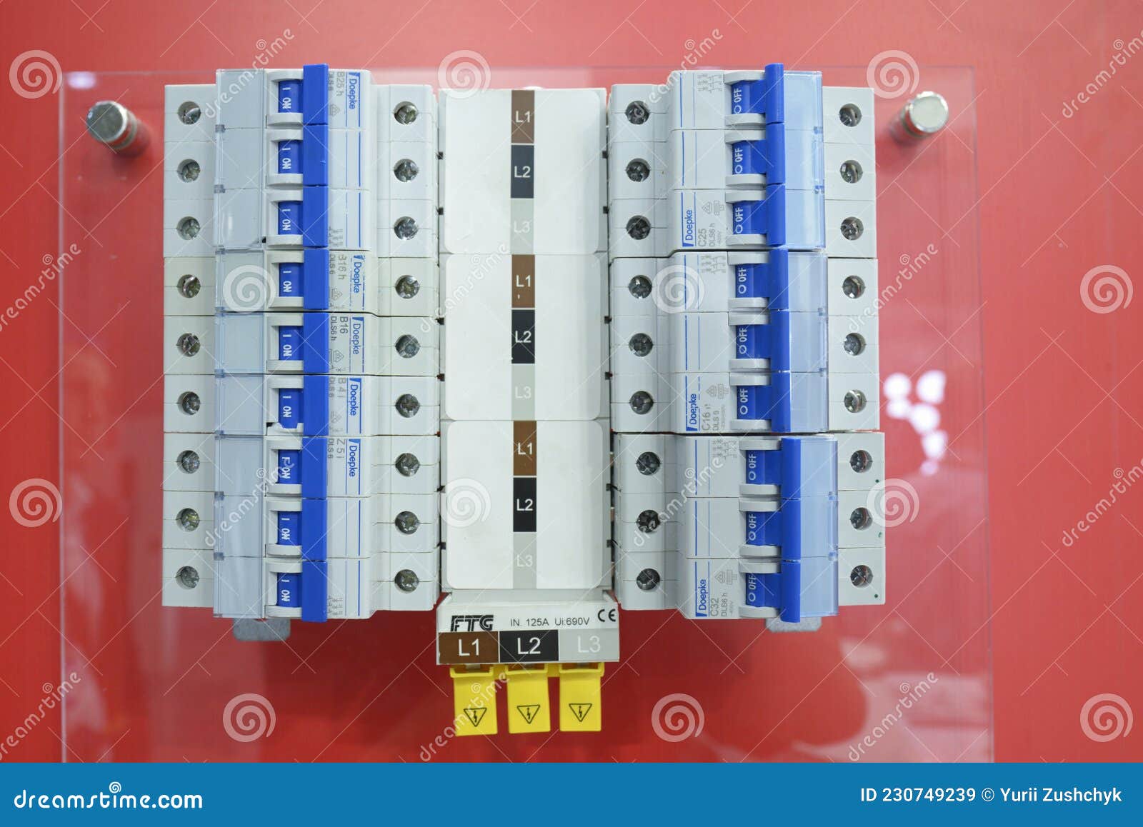Control Panel Connection Terminals, Electrical Strips Set on Stand ...