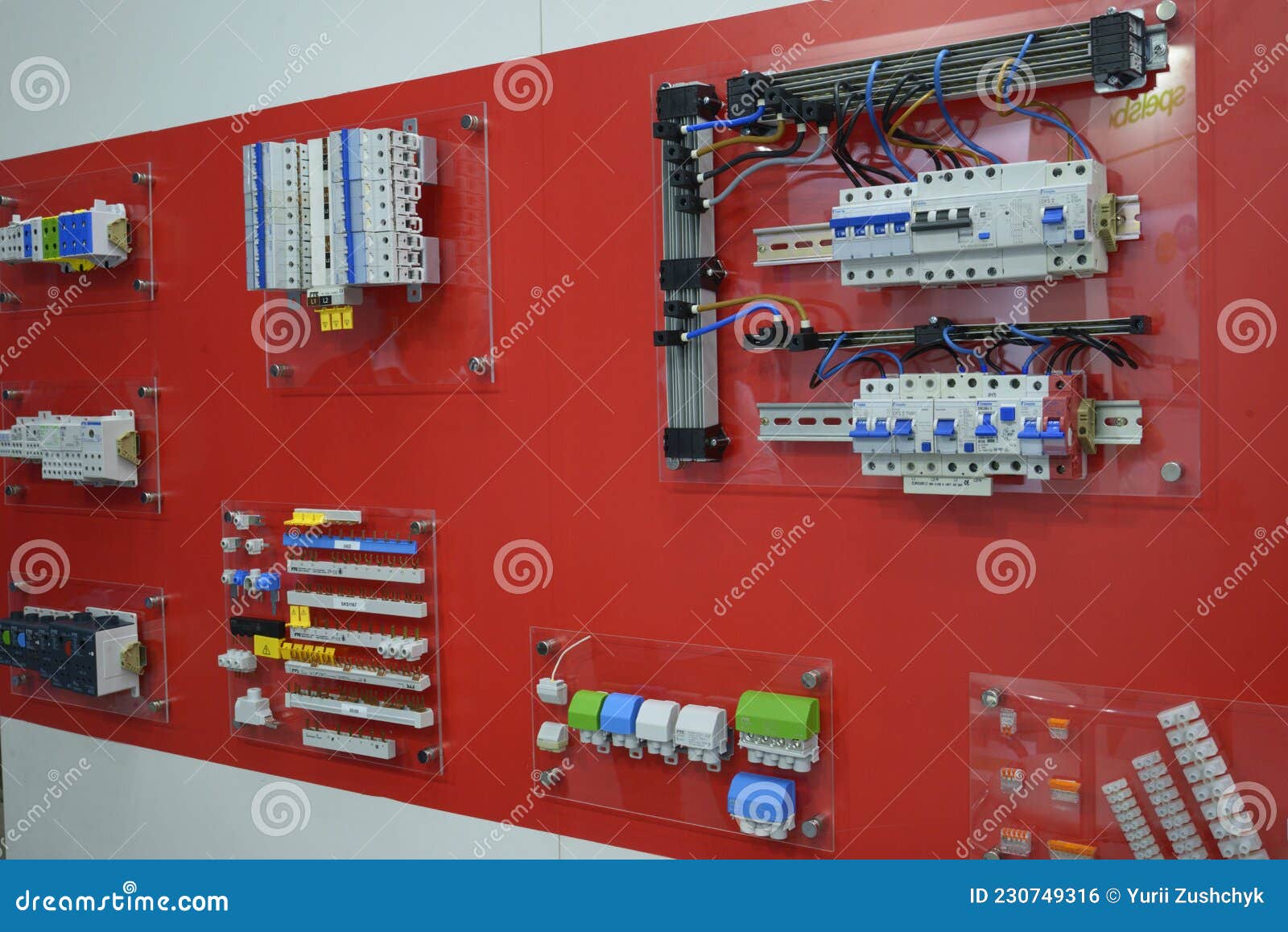 Control Panel Connection Terminals, Electrical Strips Set on Stand ...