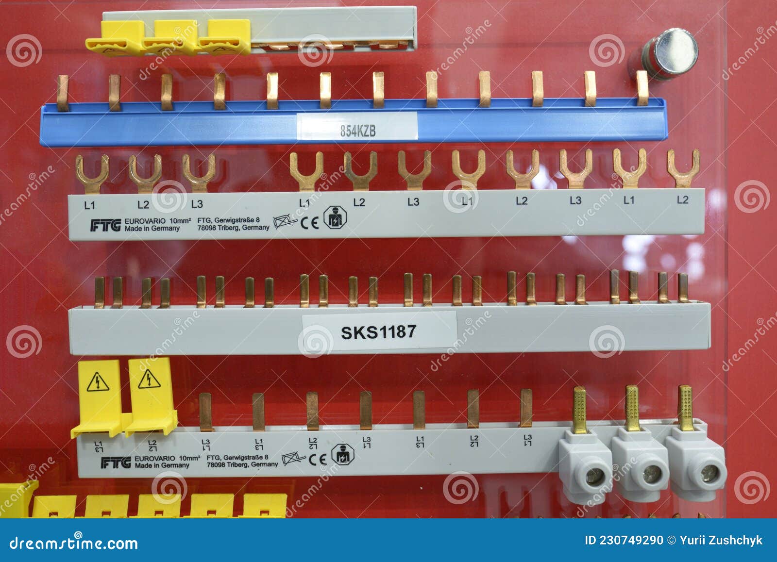 Control Panel Connection Terminals, Electrical Strips Set on Stand ...