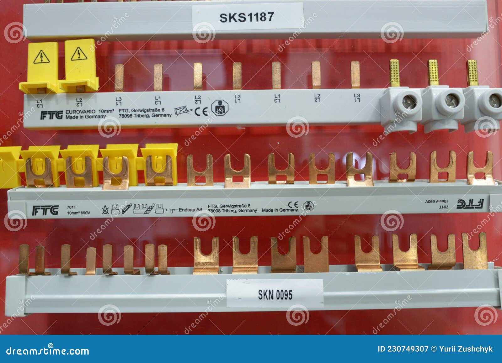 Control Panel Connection Terminals, Electrical Strips Set on Stand ...