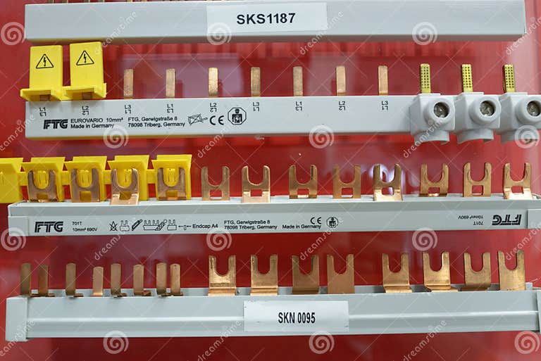 Control Panel Connection Terminals, Electrical Strips Set on Stand ...