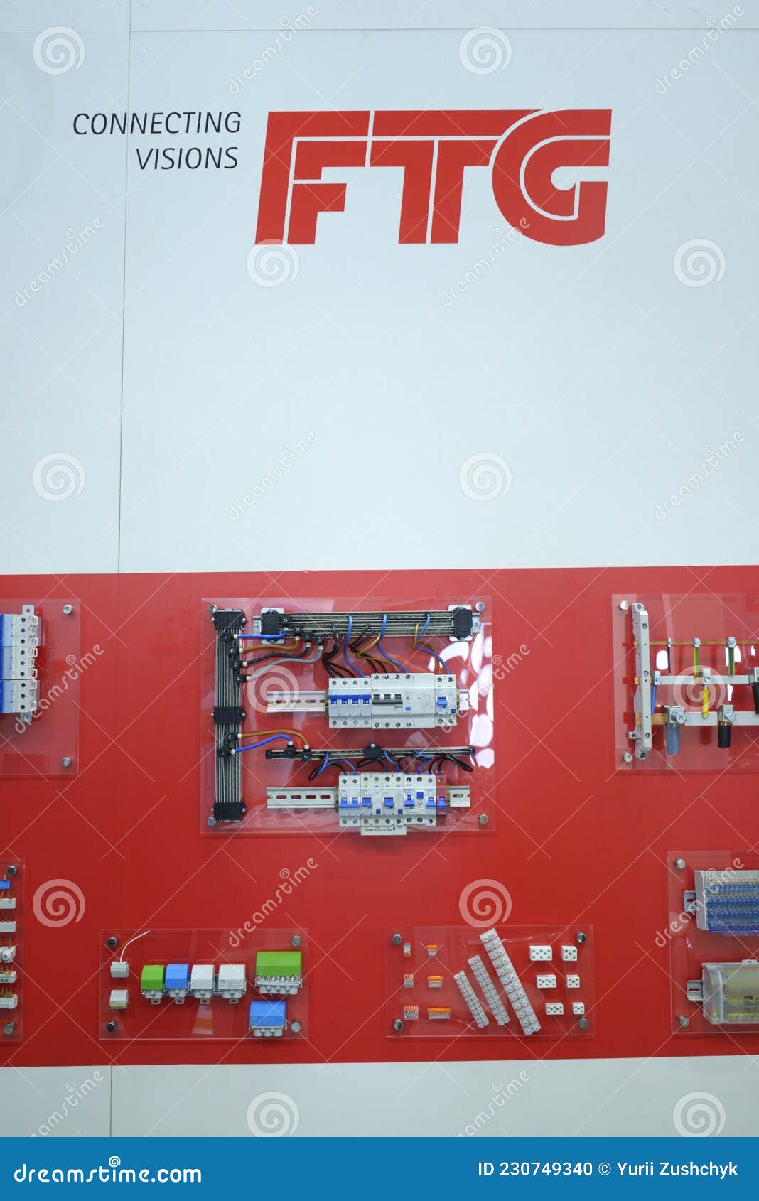 Control Panel Connection Terminals, Electrical Strips Set on Stand ...