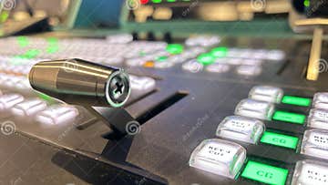 Control Panel in the Control Room of a Television Studio, Close-up ...