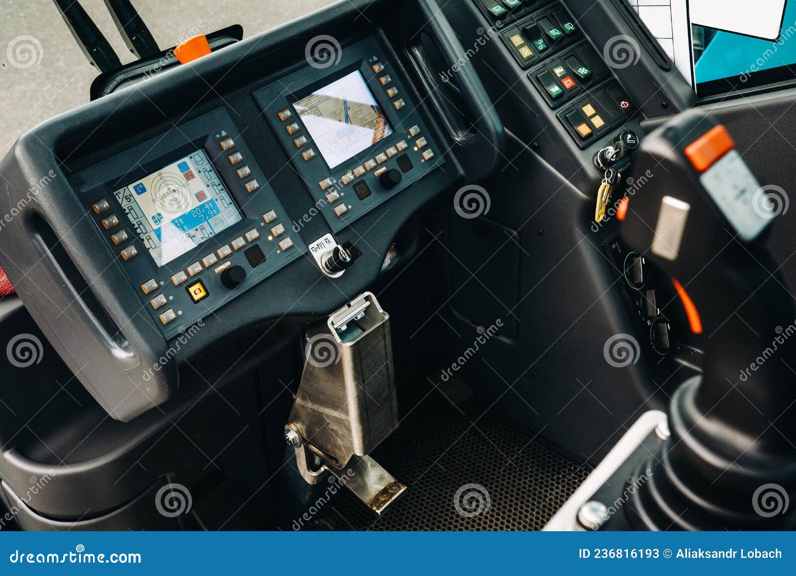The Control Panel of the Crane in the Driver S Cabin of the Automobile ...