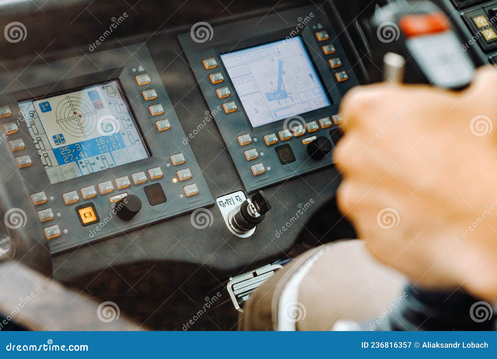 The Control Panel of the Crane in the Driver& X27;s Cabin of the ...