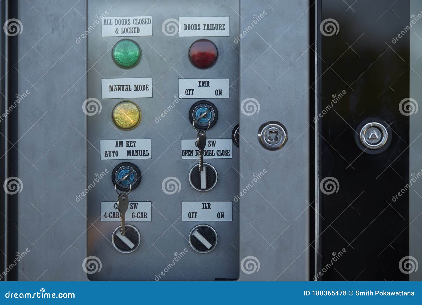 Control Panel of Platform Screen Doors Stock Photo - Image of danger ...